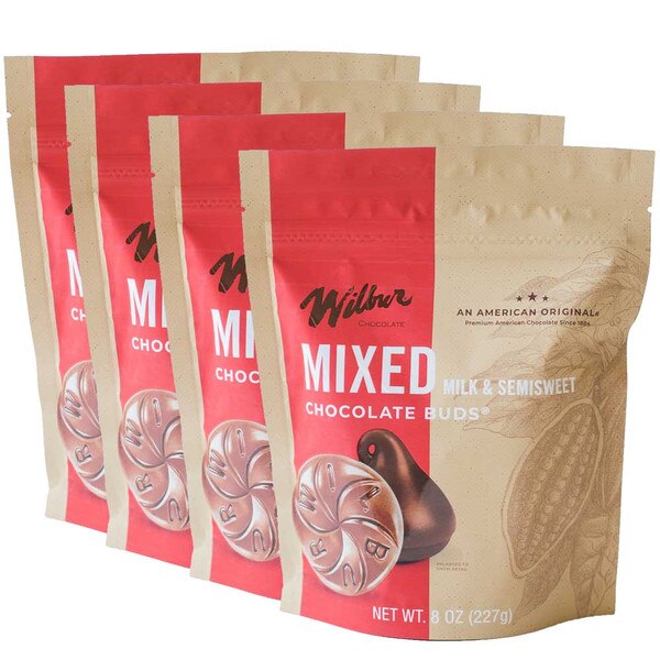 Wilbur® Mixed Milk & Semisweet Chocolate Buds - 8 oz. Bag Case